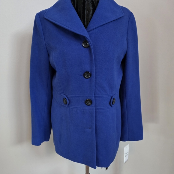 M Collection | Jackets & Coats | Elegant Royal Blue Pea Coat Nwt | Poshmark